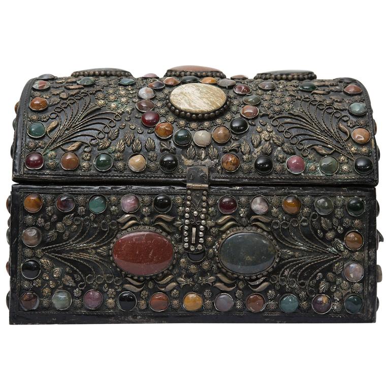 Stone and Marble Encrusted Domed Casket at 1stDibs