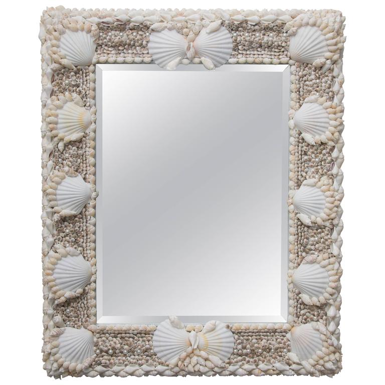 Rectangular Mirror with Shell-Encrusted Frame at 1stDibs