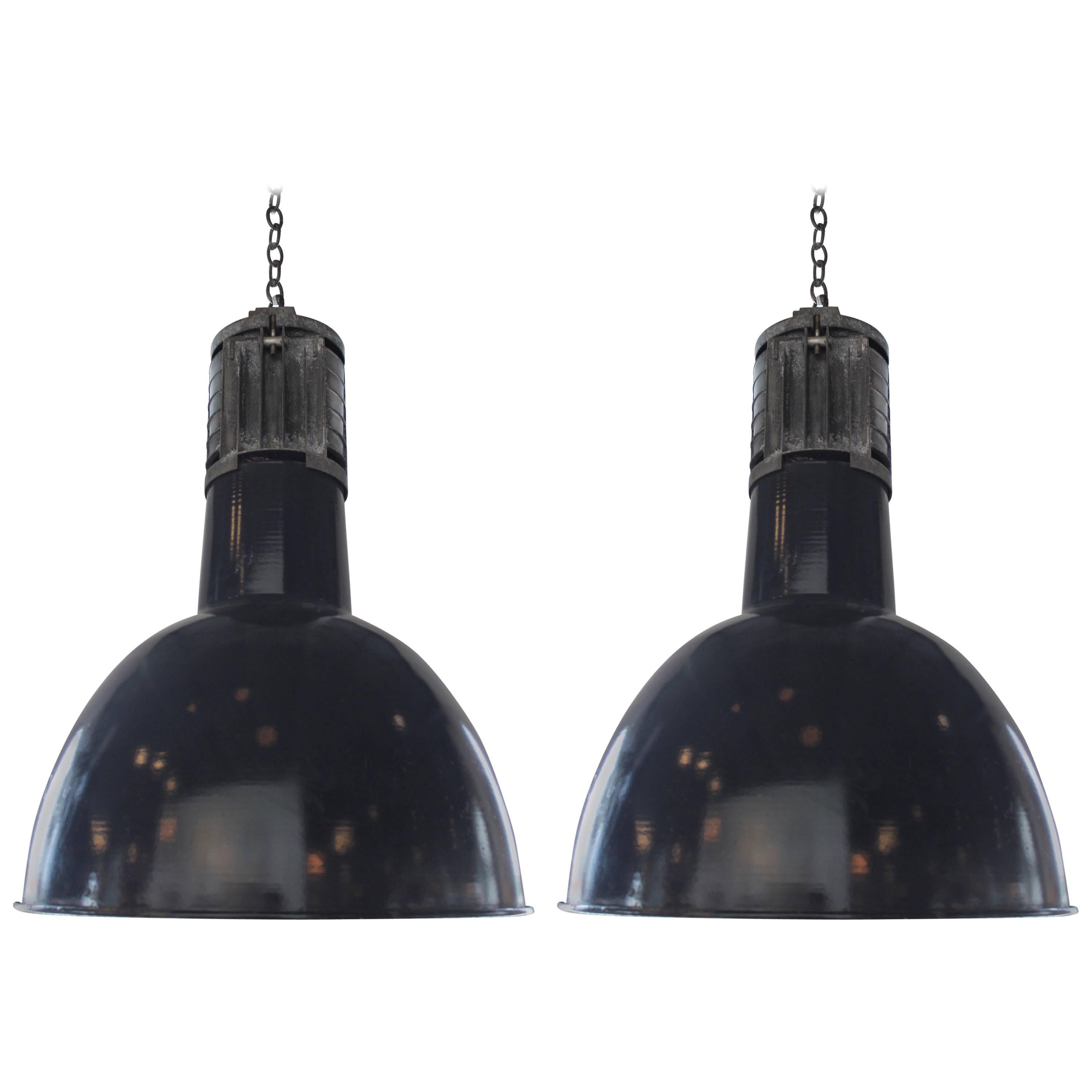 Industrial 1940s Warehouse Lights of Blue and Black Finished For Sale ...