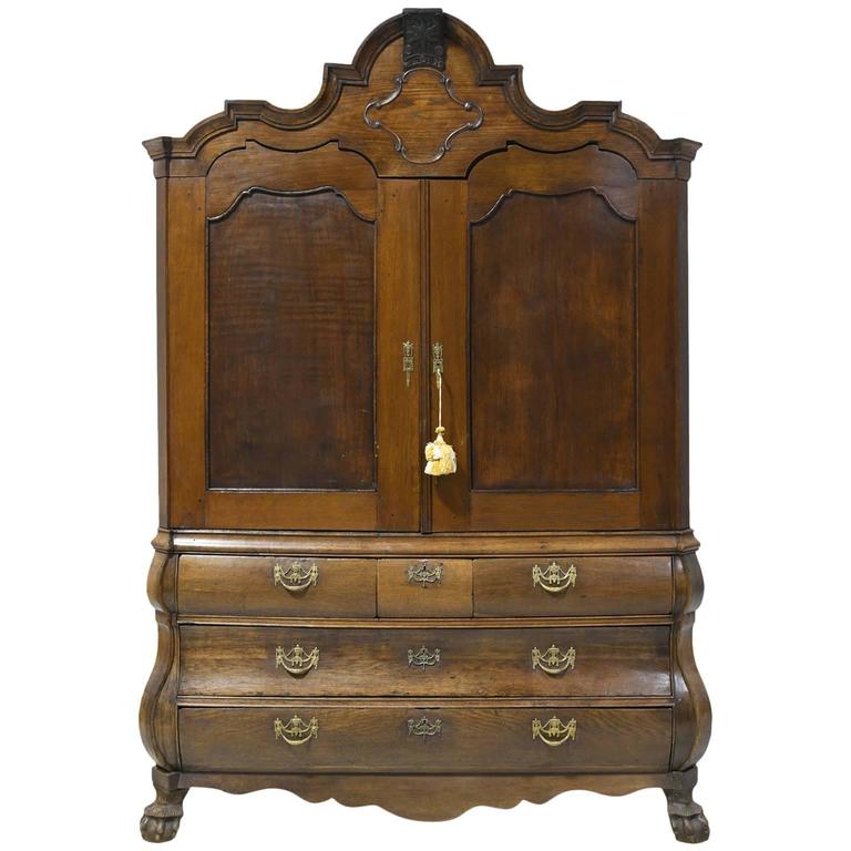 18th Century Dutch Bombe Kast or Cupboard in Oak, Dated 1783 at 1stDibs