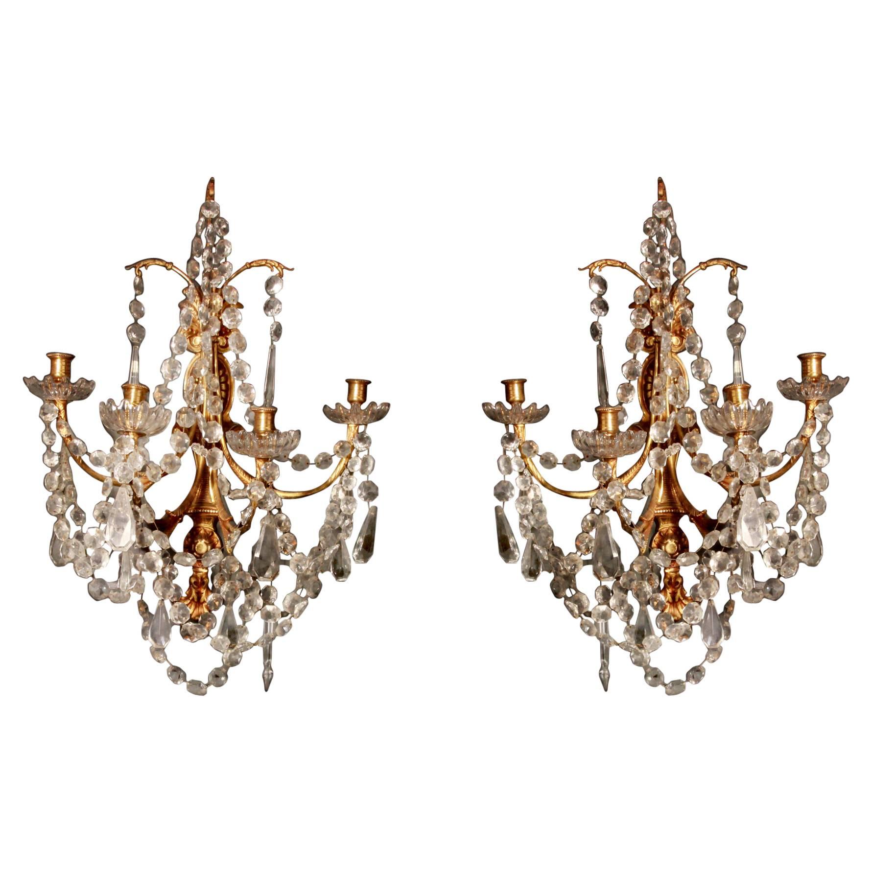 Pair of Louis XVI Four Arm Wall Lights For Sale at 1stDibs