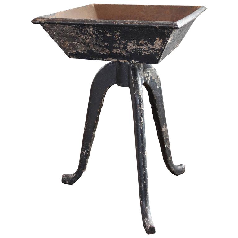 Rustic Vintage Industrial Cast Iron Planter, Stand Table Art For Sale ...