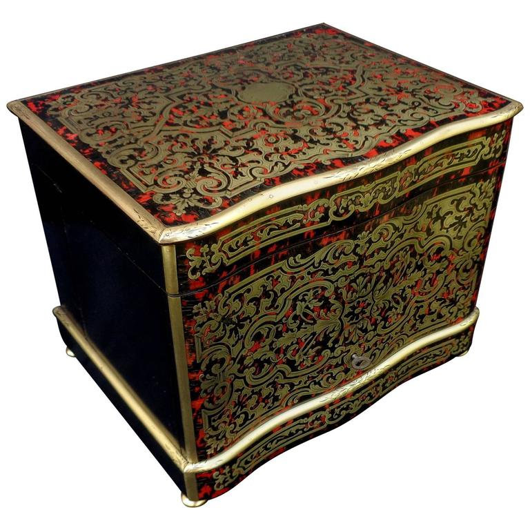 French Tantalus Box with Crystal Golden Boulle Marquetry, 19th Century ...