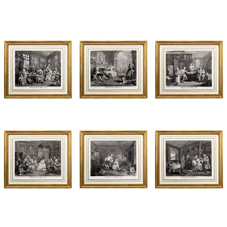 Set of Georgian Antique Prints: Marriage a la mode by Hogarth at 1stDibs