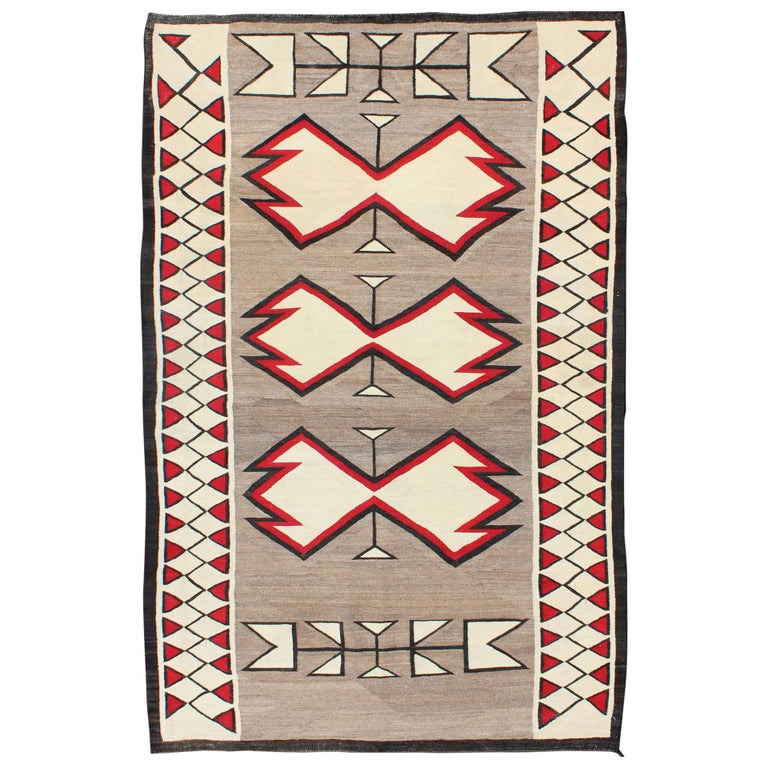 Antique Ganado Navajo Rug With Geometric Design in Red, Black, Ivory ...