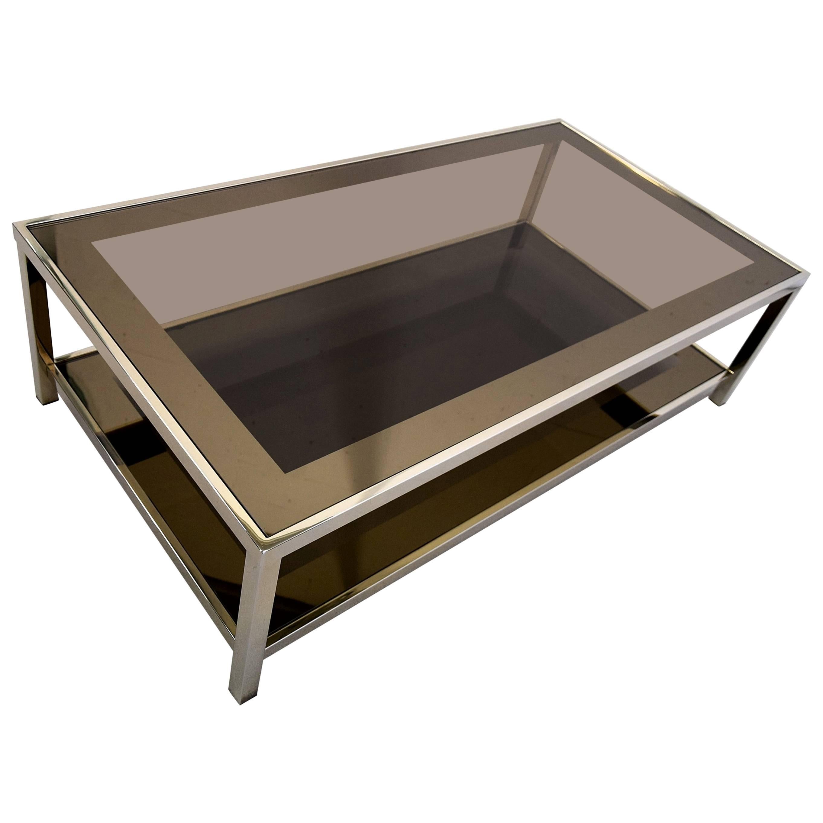 Mid-Century Modern 23-Karat Gold-Plated Two-Tier Coffee Table For Sale ...