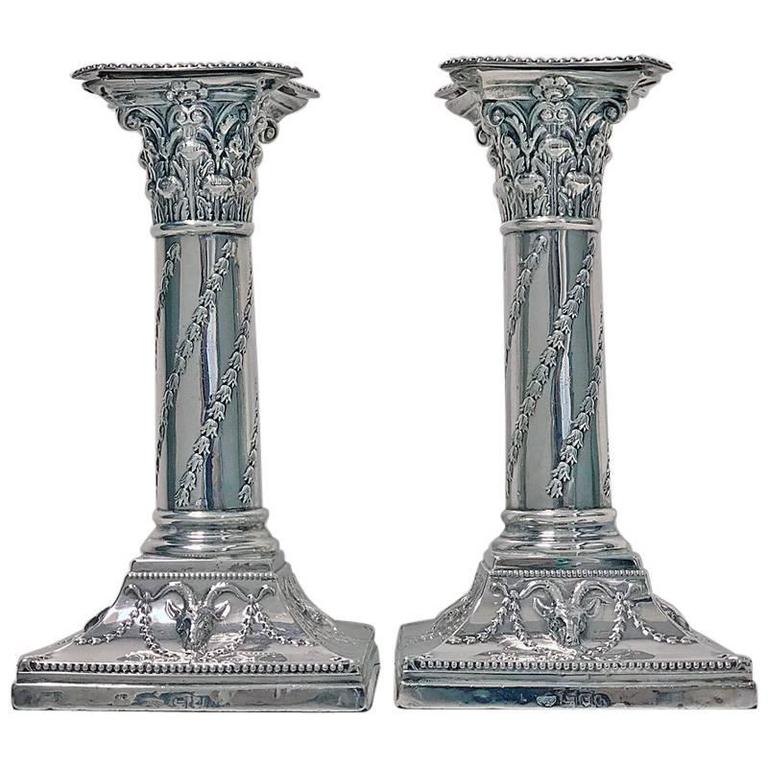 Antique Sterling Silver Candlesticks, London, 1903, William Hutton at ...