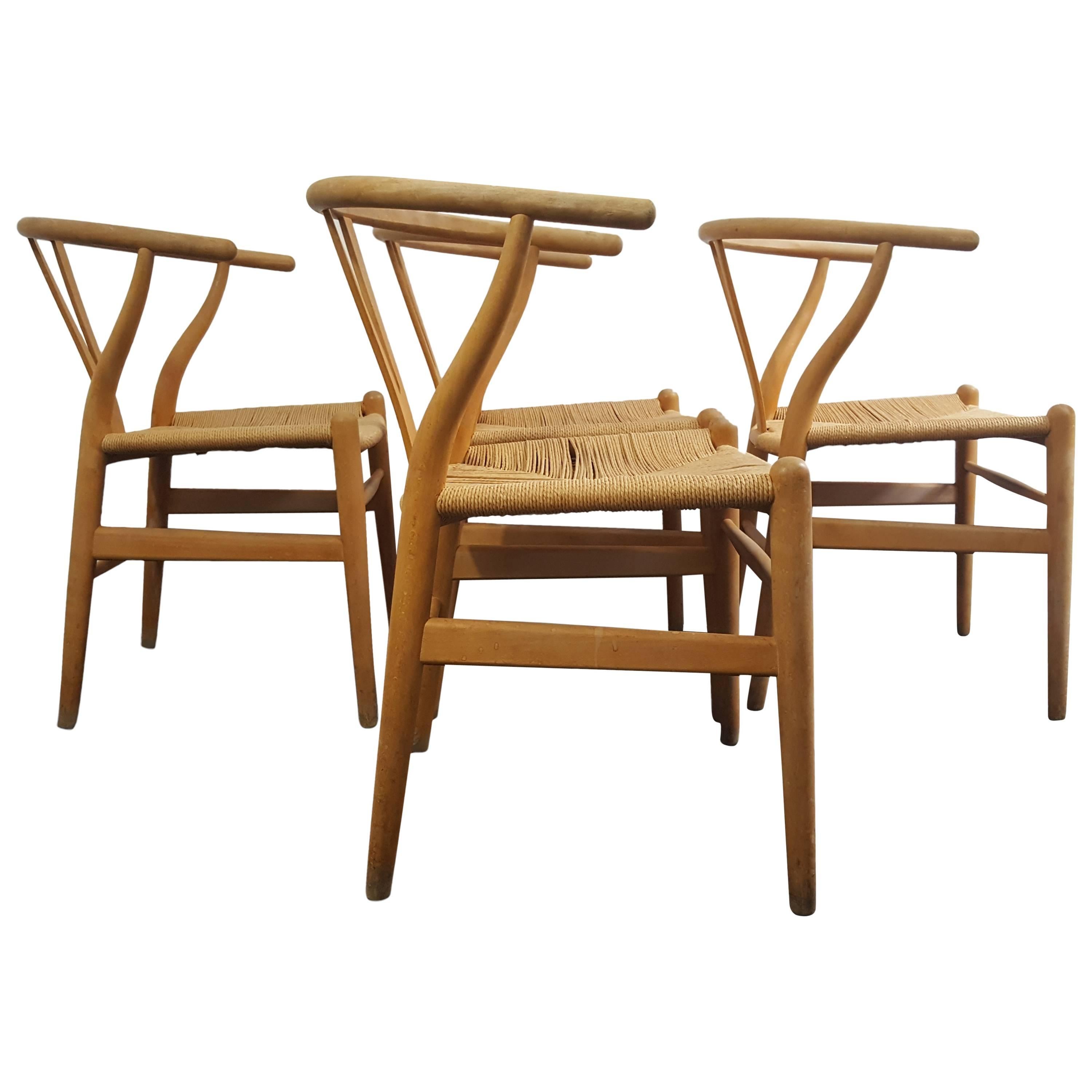 Set of Four Iconic vintage Danish Hans J. Wegner CH24 'Wishbone' Chairs ...
