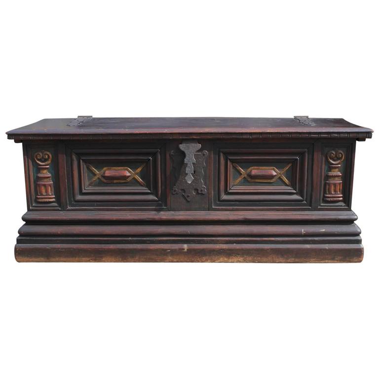 Wonderful Heavy Ornate Large Chest with Black Hammered Hardware at 1stDibs