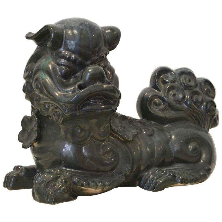 Hollywood Regency Ceramic Foo Dog For Sale at 1stDibs