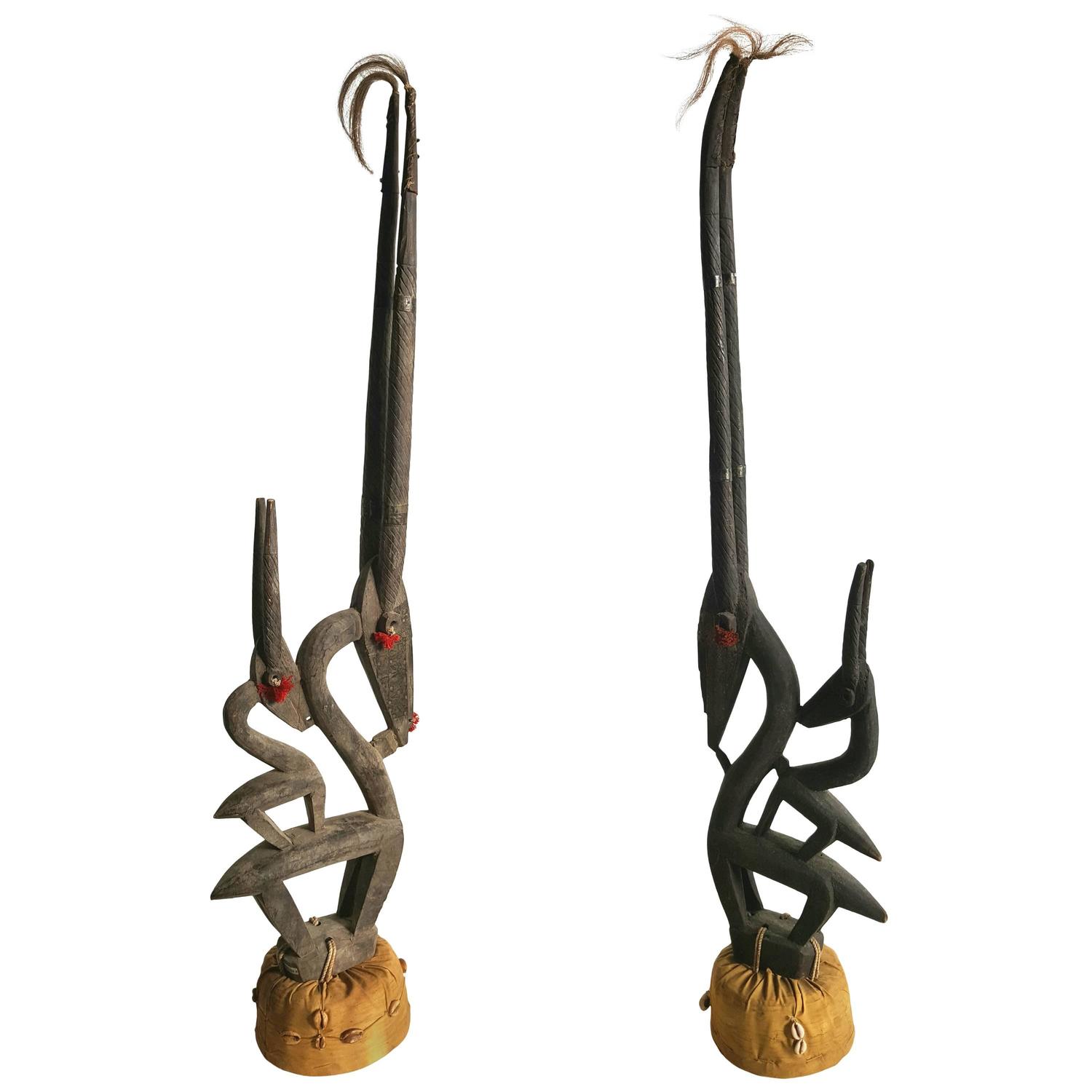Pr.Bamana Tribal Chi Wara Female and Child Antelope Headdress for ...