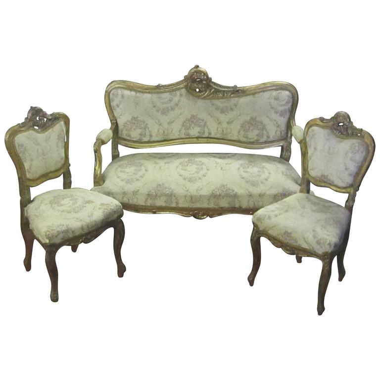 19th Century Gilt Diminutive French Parlor Suite For Sale at 1stDibs