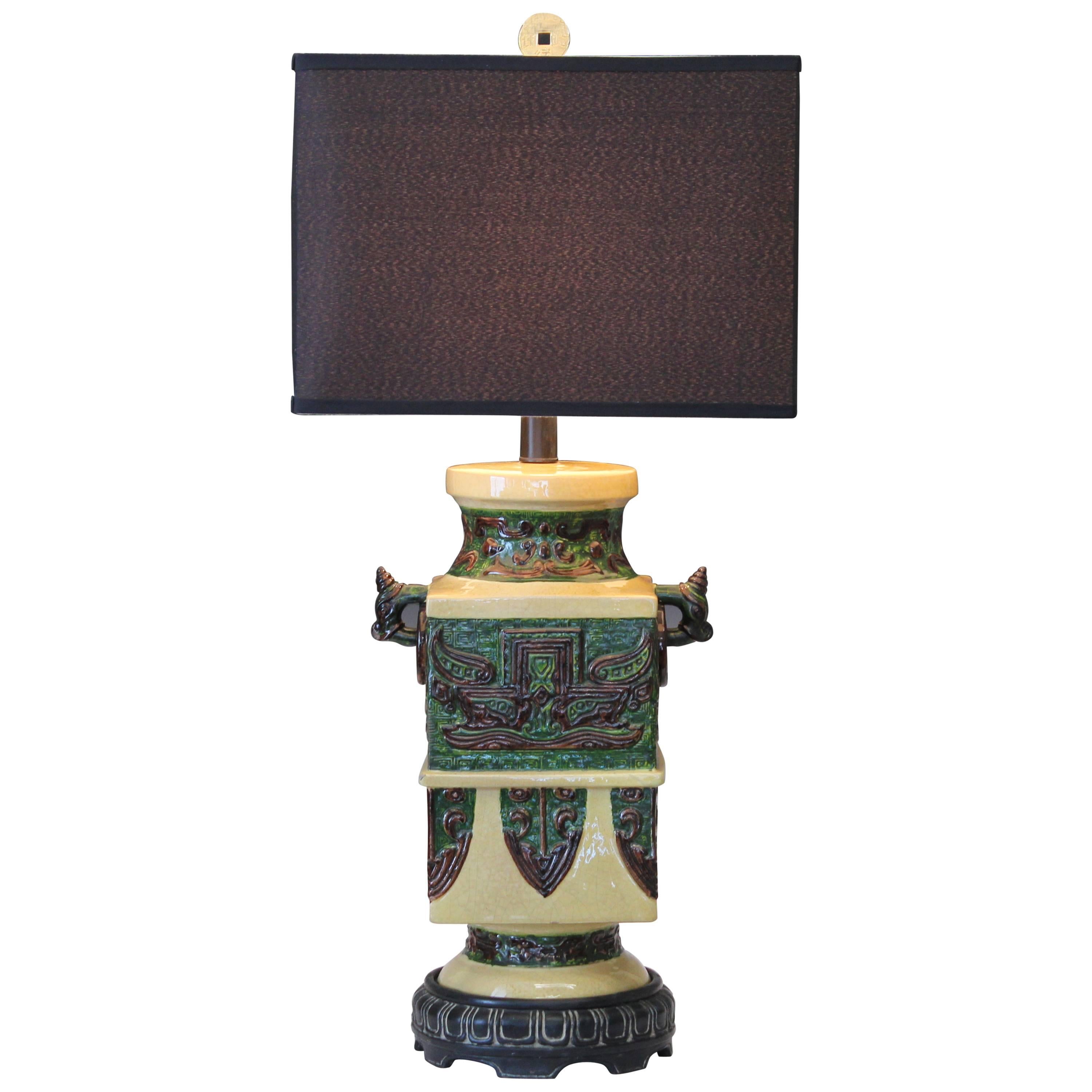 Zaccagnini Vintage Italian Pottery Ming Style Lamp at 1stDibs