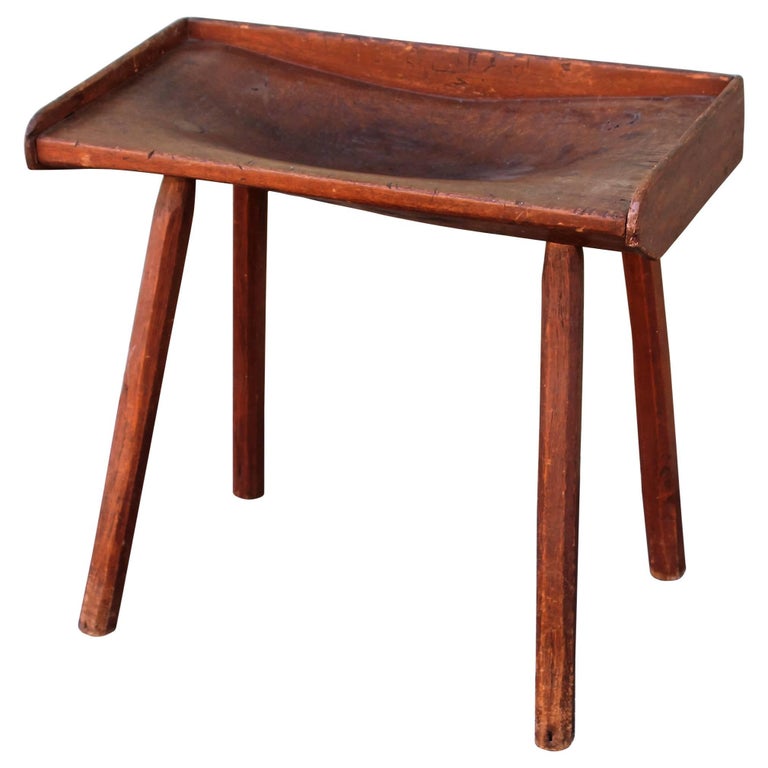 19th Century Butcher Block Side Table For Sale at 1stDibs