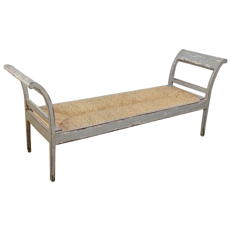 Painted Rush Seat Bench at 1stDibs