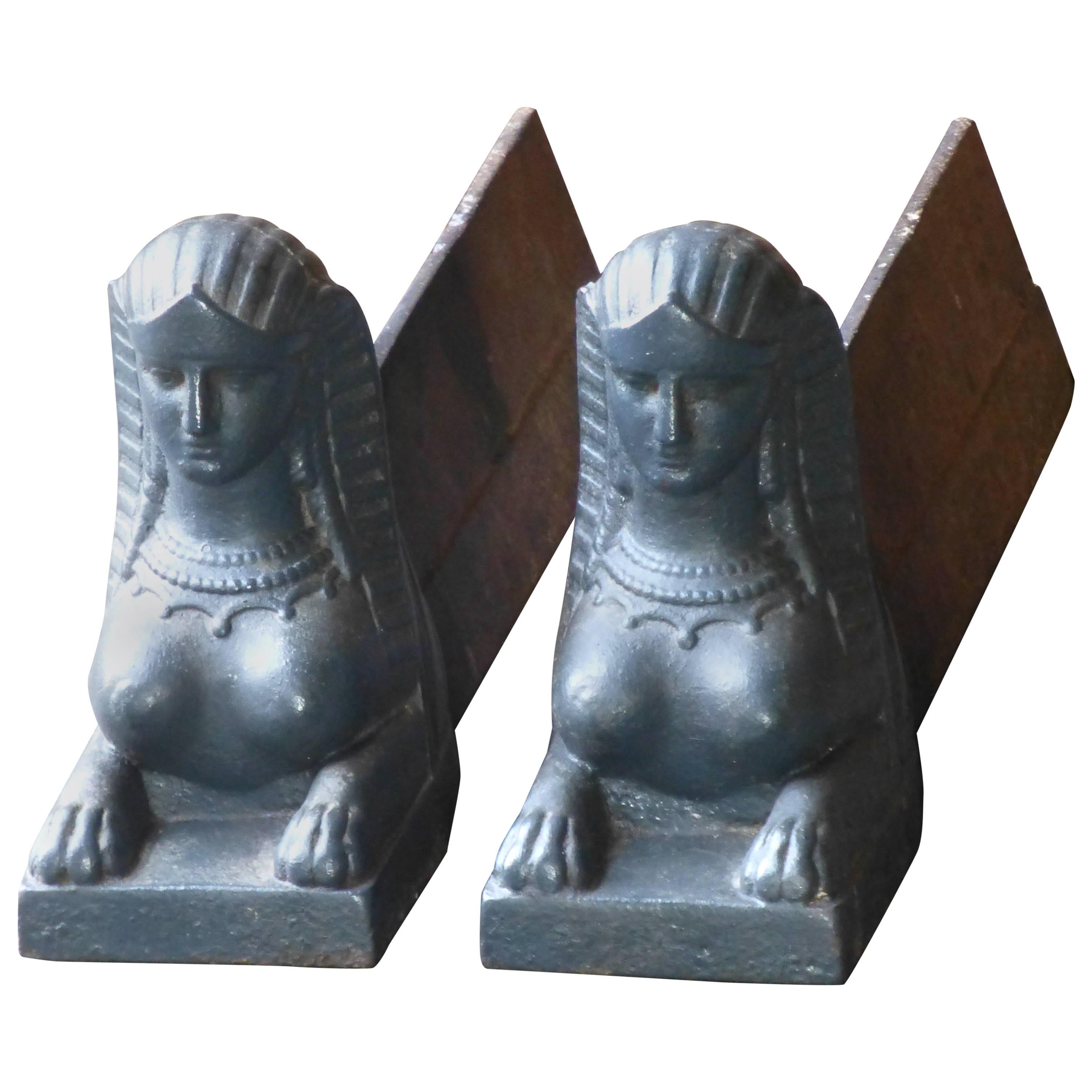 19th Century Sphinx Firedogs, Andirons at 1stDibs