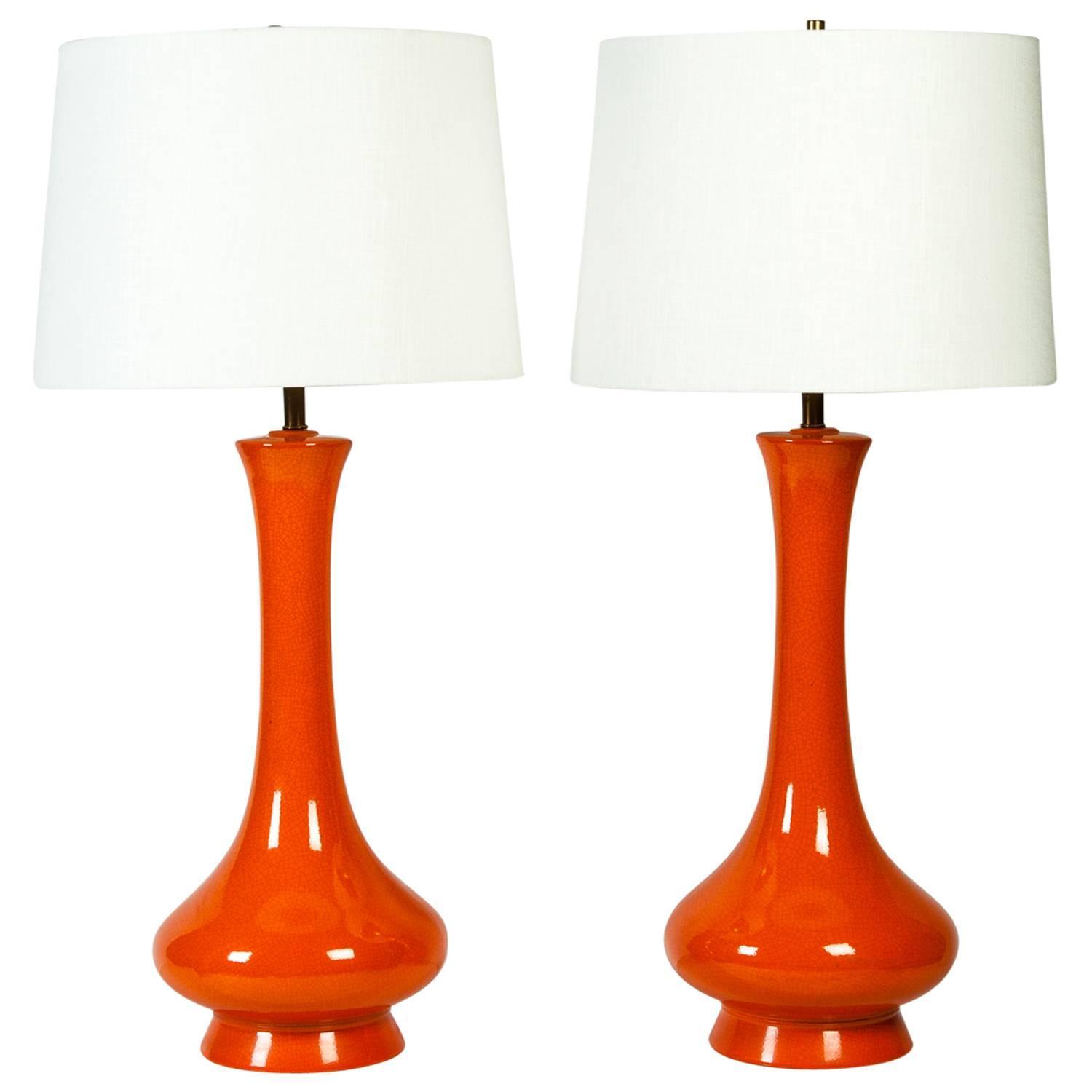Vintage Orange Ceramic Lamps For Sale at 1stdibs