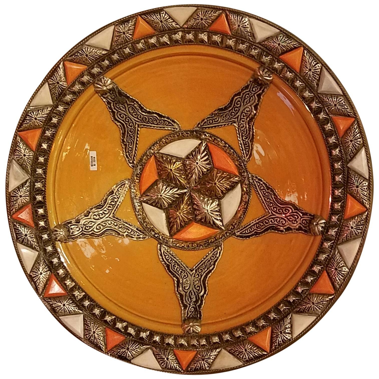 Moroccan Ceramic Camel Bone Plate, Decorative Only at 1stDibs