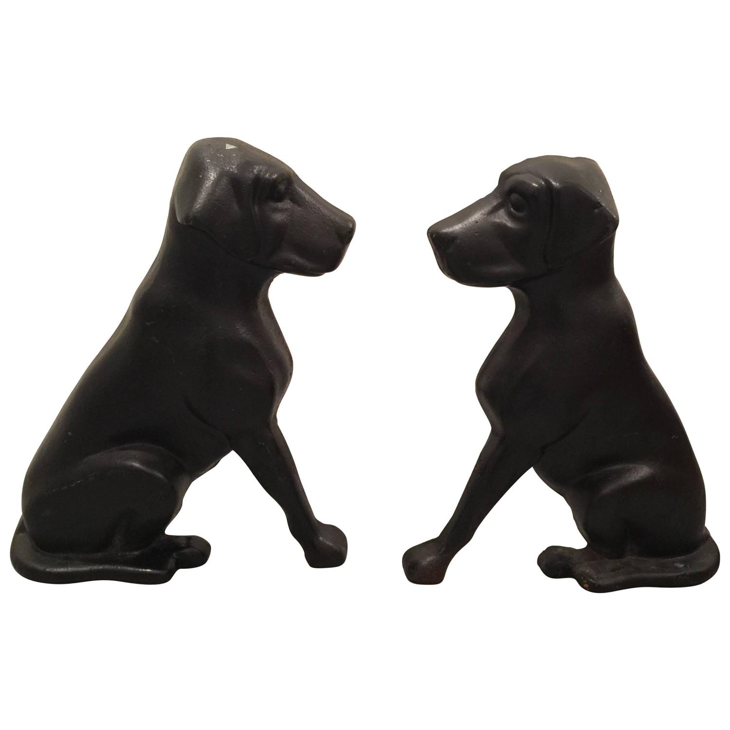 Vintage Cast Iron Labrador Dog Andirons by Liberty Foundry Co. For Sale ...