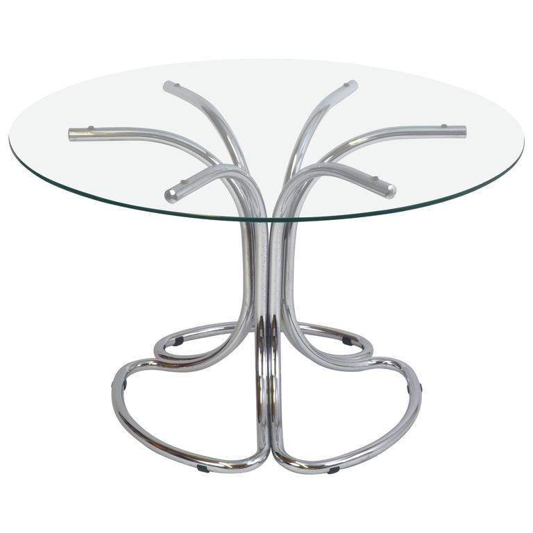 Dining Table Tubular with Glass Top For Sale at 1stDibs