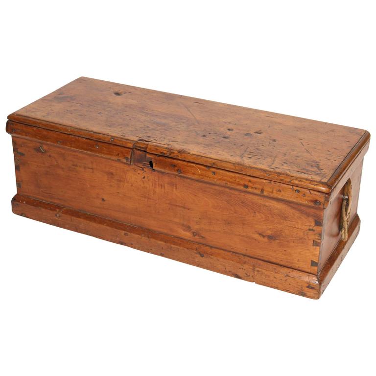 Antique Pine Trunk with Rope Handles at 1stDibs | rope trunk handles ...