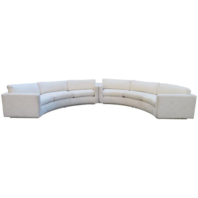 Fabulous Two-Piece Milo Baughman Circular Sectional Sofa, Mid-Century ...