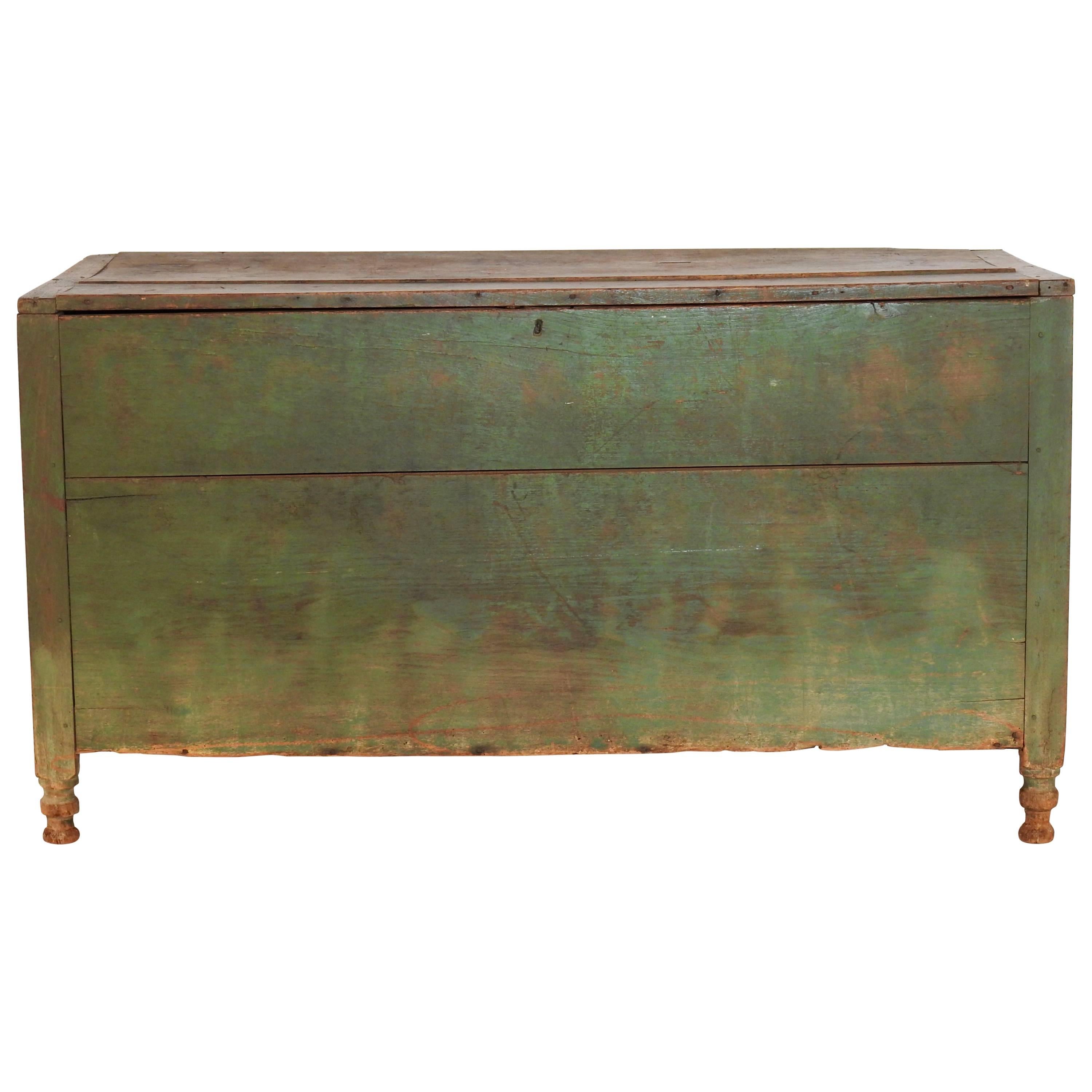 Blanket/Mule Chest with Aged Green Painted Patina Pre Civil War at 1stDibs