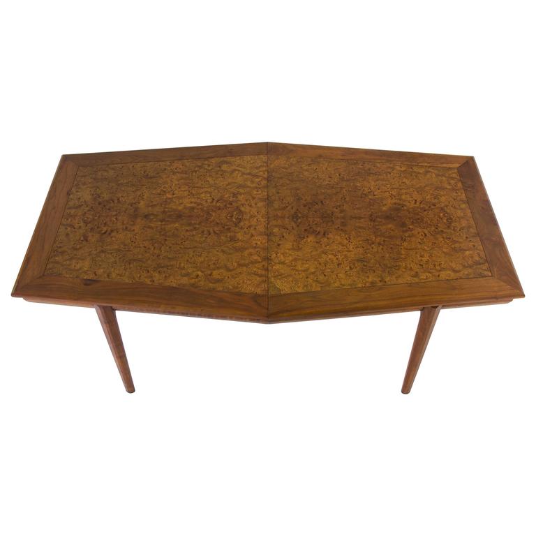 Cal-Mode Dining or Conference Table with Burlwood Inlay at 1stDibs