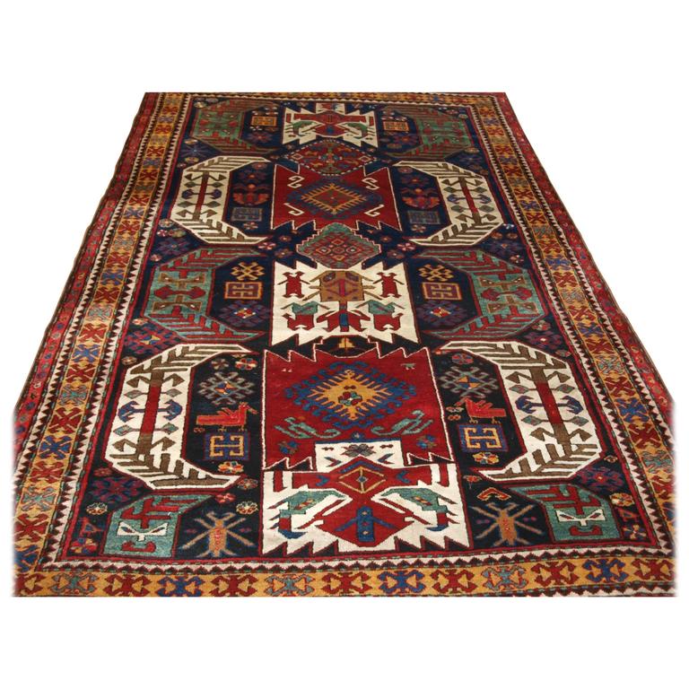 Antique Caucasian Kasim Ushak or Lenkoran Region Rug, Superb Colour ...