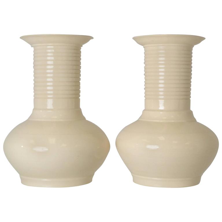 Roy Hamilton Pair of Hand Thrown Creamware Urns at 1stDibs