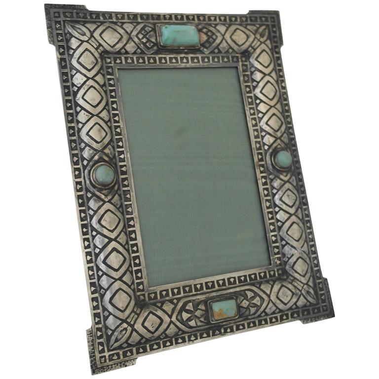 SUPERB Navajo Sterling Silver and Turquoise Picture Frame INCREDIBLE ...