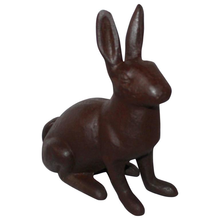 19th Century Cast Iron Rabbit Garden Ornament at 1stDibs
