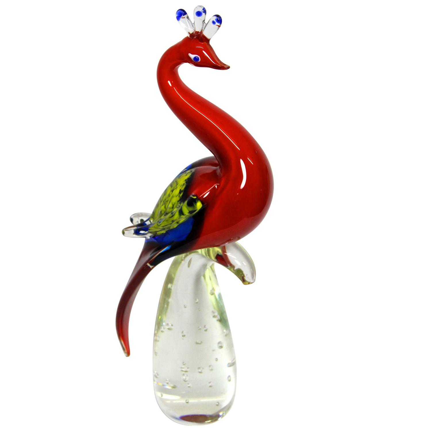 Big Rare Murano Glass Peacock, Italy For Sale at 1stdibs