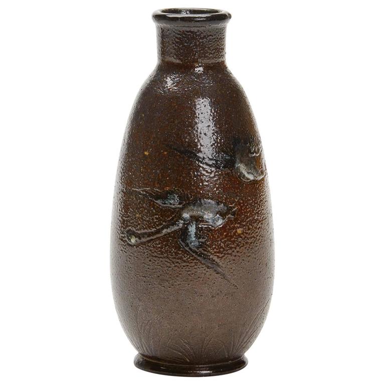 Martin Brothers Miniature Pottery Vase with Geese, circa 1890 at 1stDibs