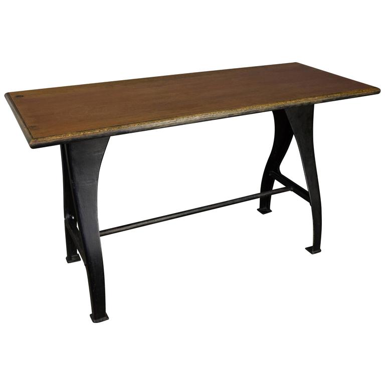 Early 20th Century Iron and Wood Factory Table at 1stDibs