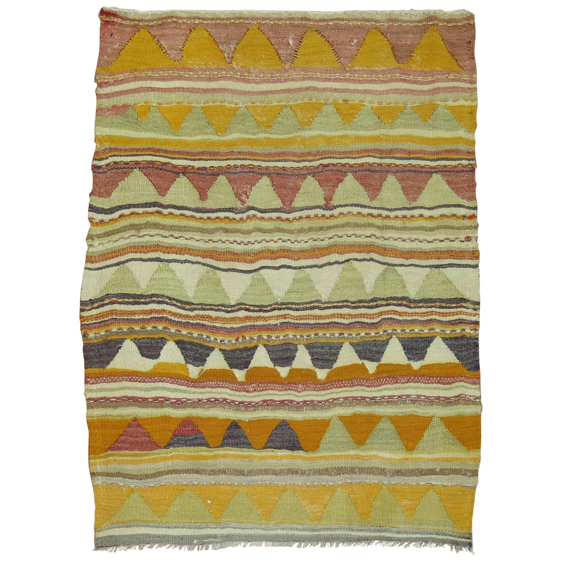 Vintage Nomadic Style Turkish Kilim Flat-Weave For Sale at 1stdibs