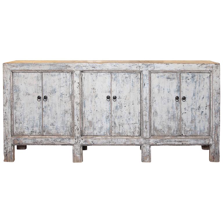 Six-Door White Distressed Sideboard at 1stDibs | distressed white sideboard, distressed white ...