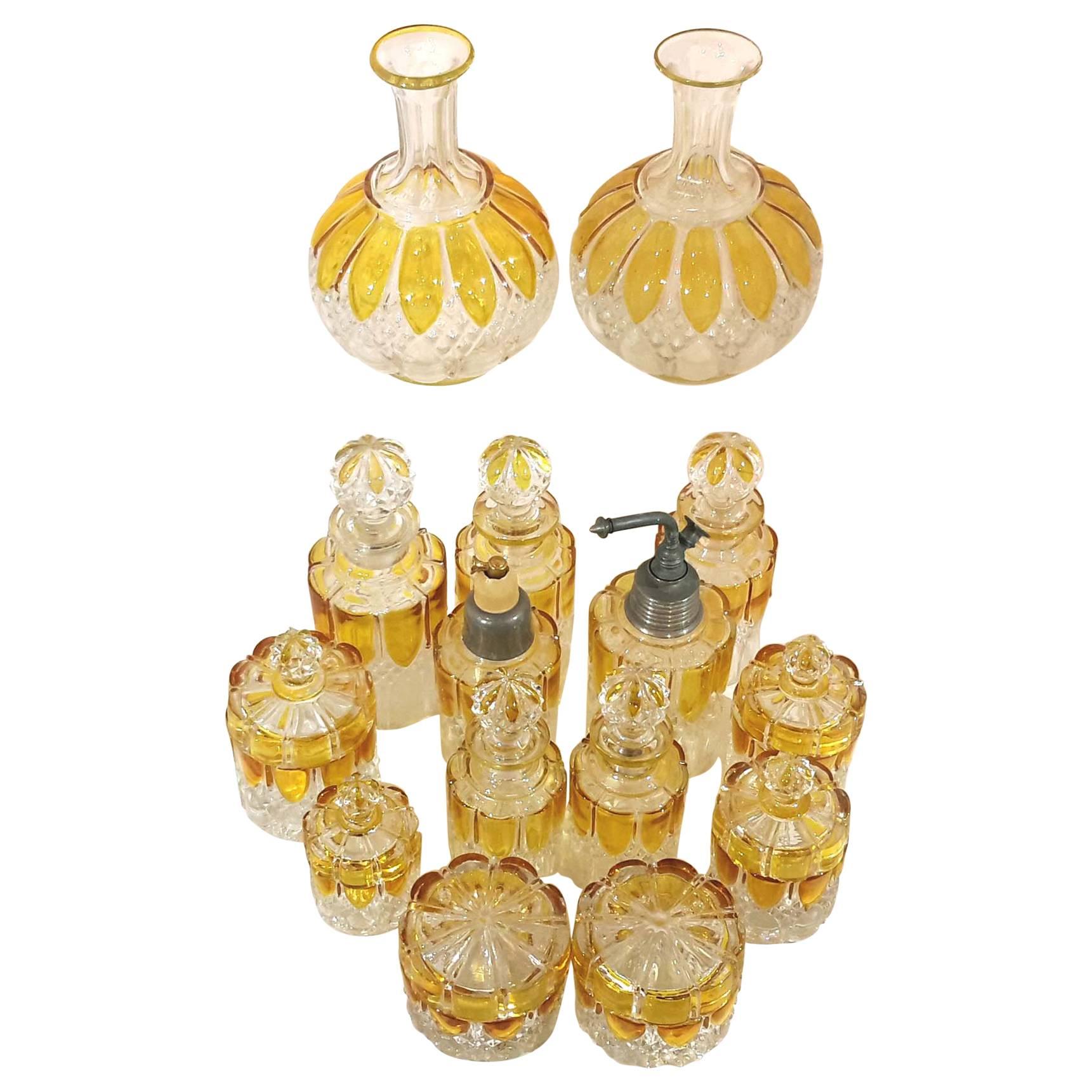 15-piece Val Saint Lambert Crystal Valembert Pattern Dresser/Vanity ...