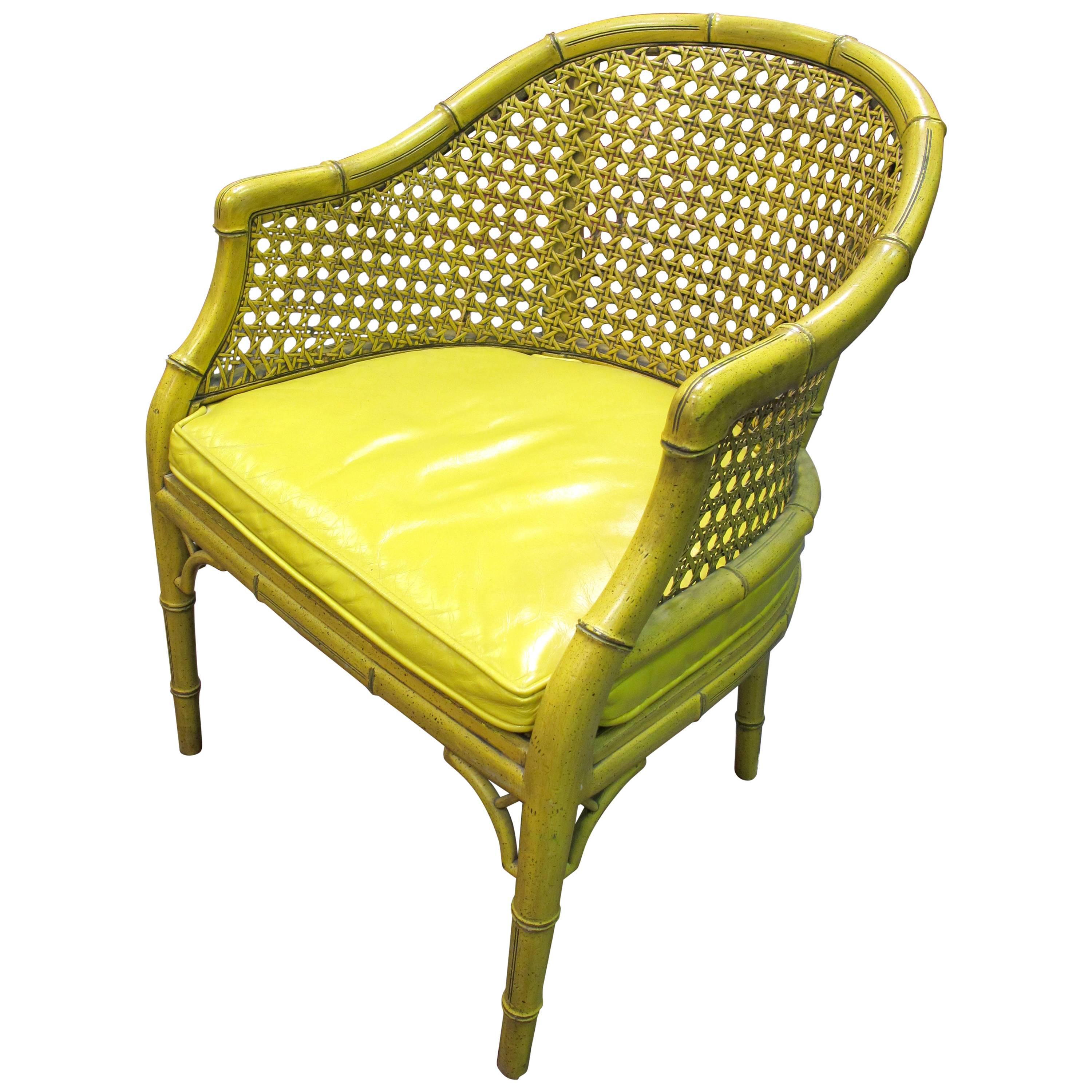 Provincial Cane Yellow Side Chairs, Reversible Seats For Sale at 1stDibs
