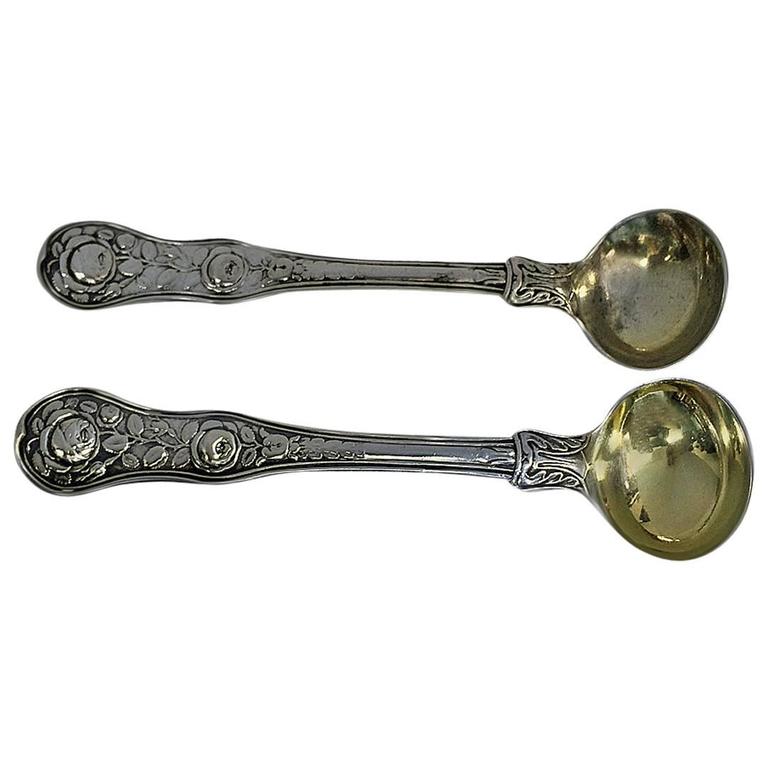 Georgian Rose Pattern Salt Spoons, London 1825, Charles Eley at 1stDibs