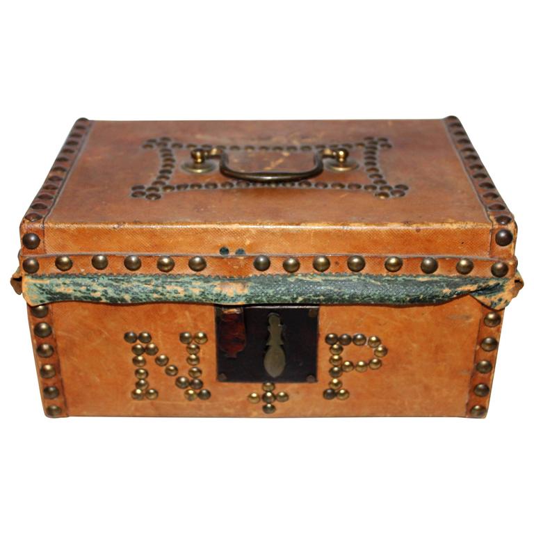 Early 19th Century Leather Covered Document Box from Boston at 1stDibs