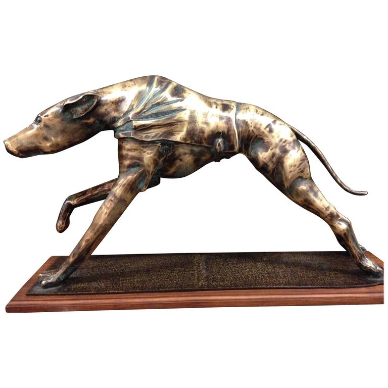 20th Century Bronze Sculpture of a Greyhound at 1stDibs
