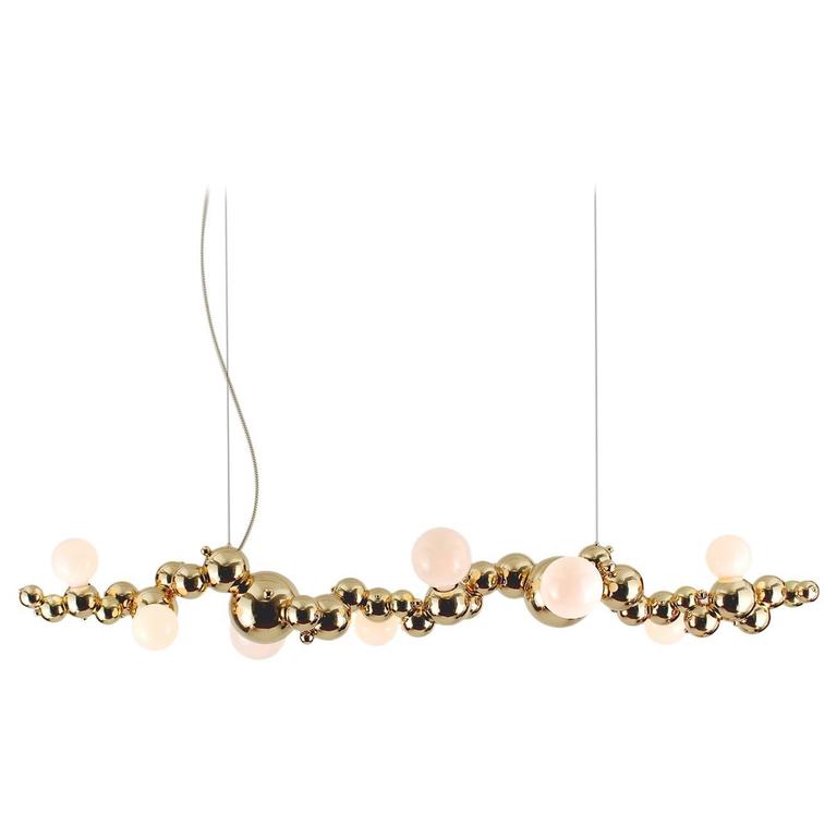Bubbly 08 Light Linear, Modern Molecule Sculptural Chandelier, Polished ...