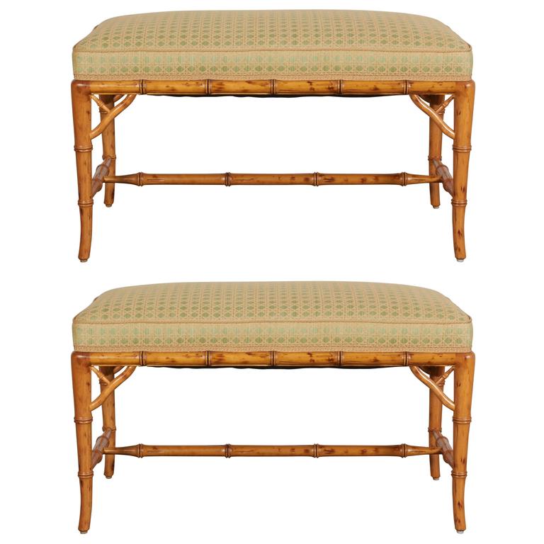 Pair of Faux Bamboo Benches at 1stDibs