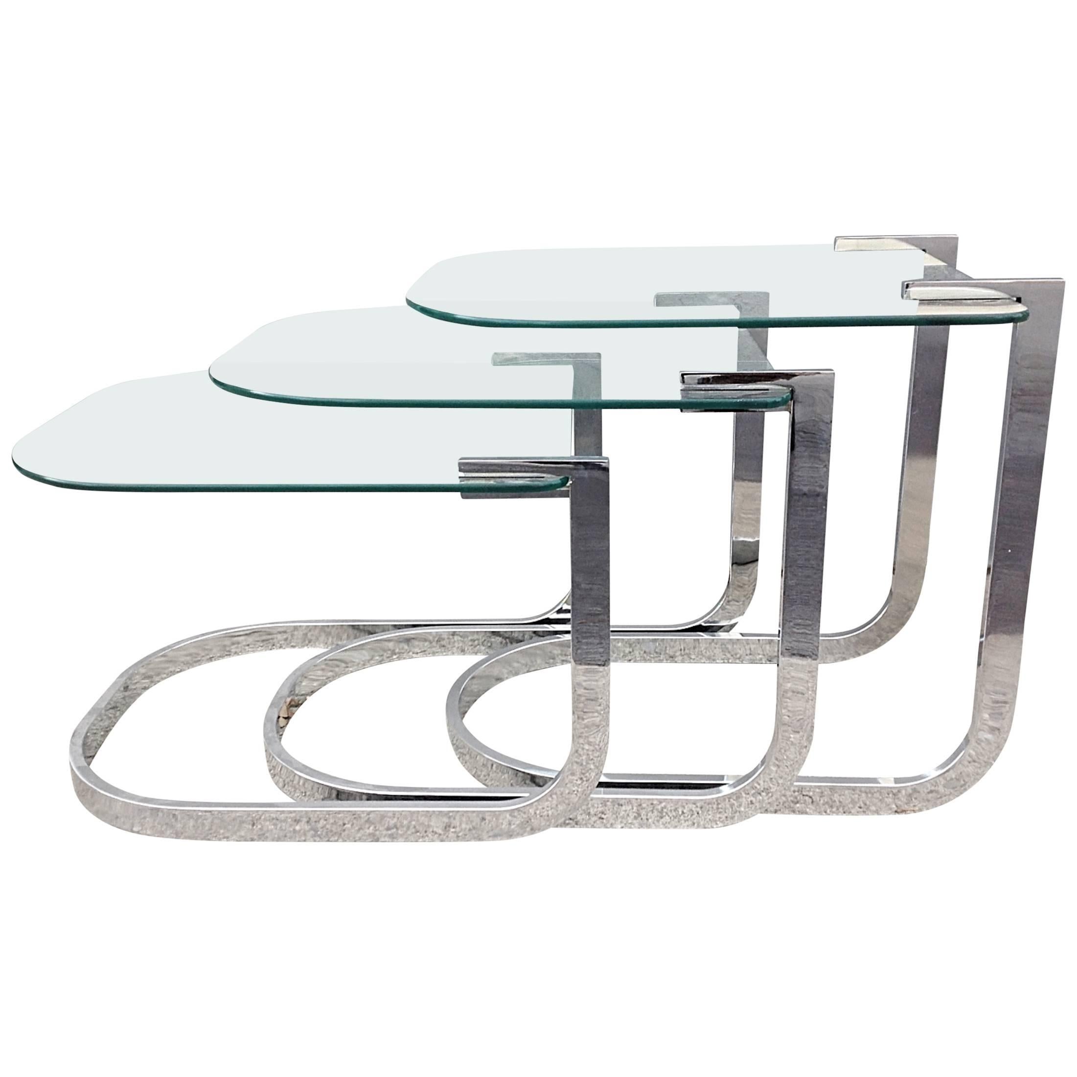 Chrome and Glass Nesting Tables by DIA at 1stDibs