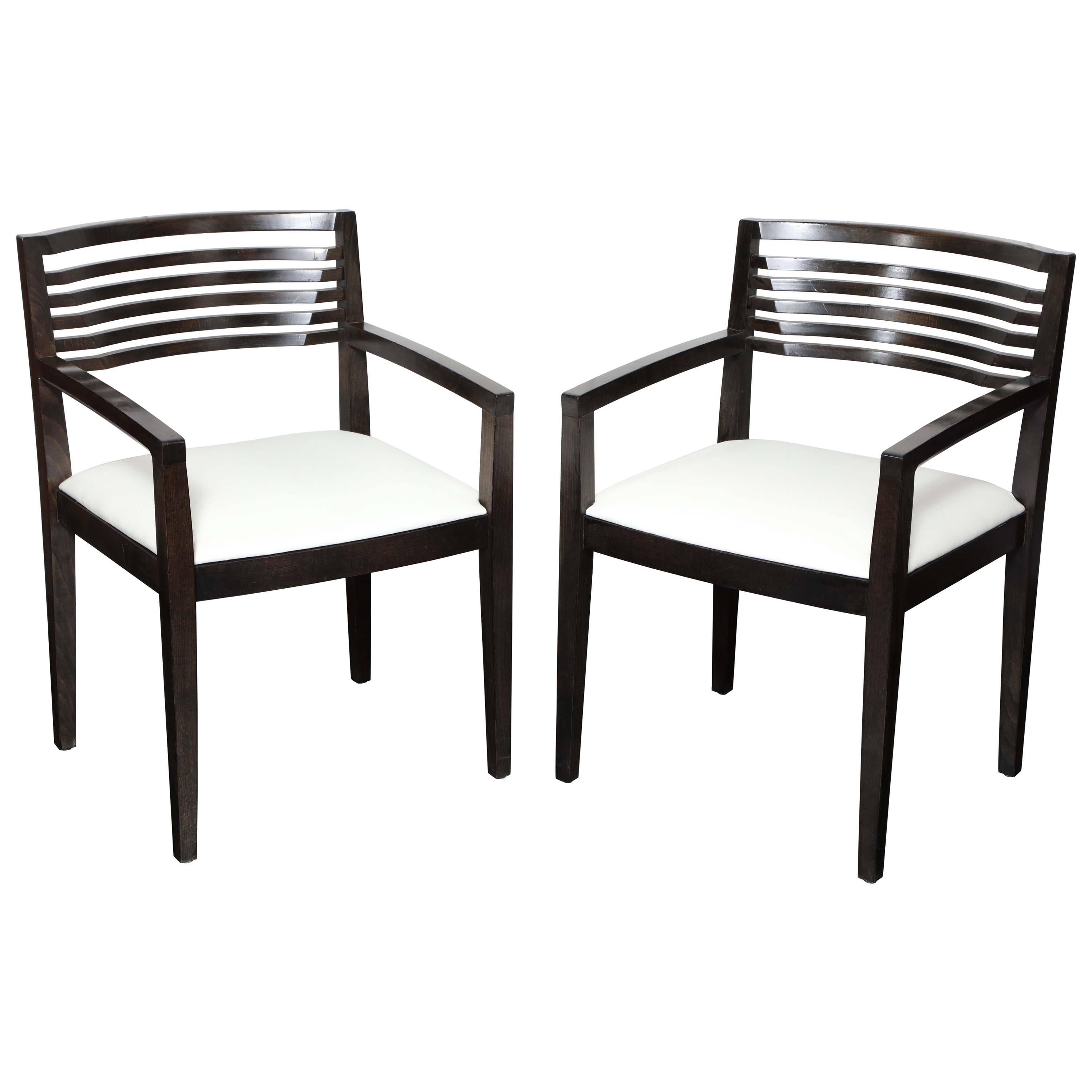 Pair of 20th Century Ebonized Oak Open Armchairs, 'Riccio' for Knoll ...