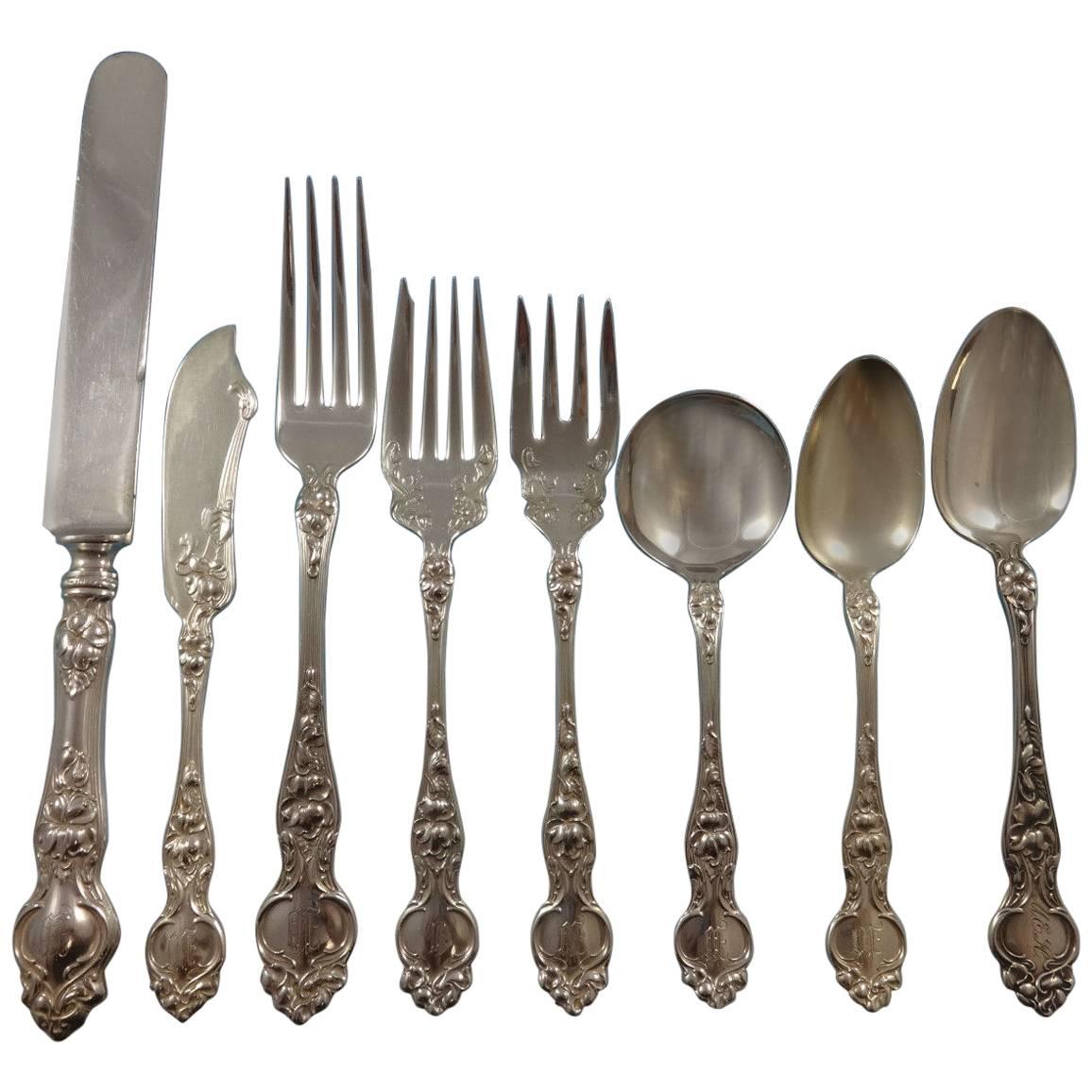 Violet by Wallace Sterling Silver Flatware Set for 12 Service 100 Pieces For Sale at 1stDibs