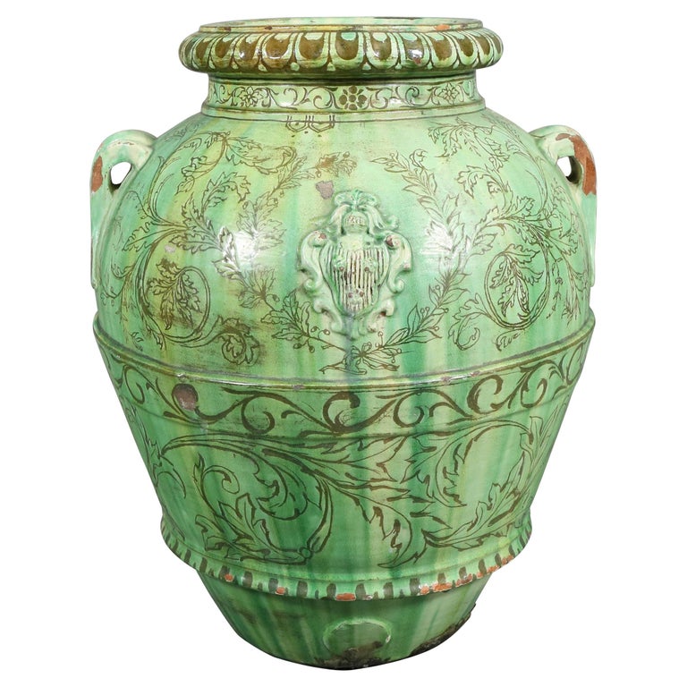 Italian Majolica Storage Jar at 1stDibs