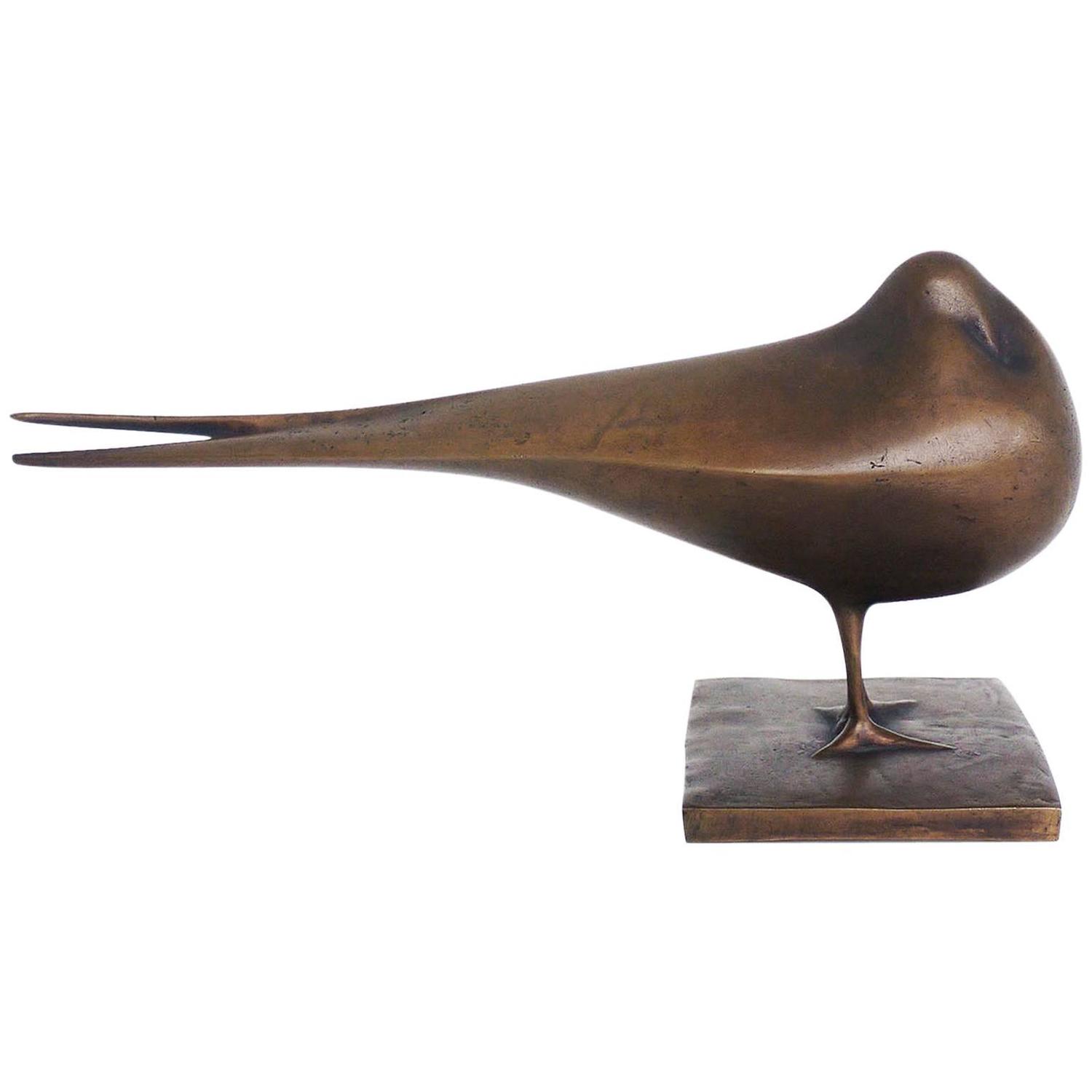 Mid-Century Modern Abstract Bronze Dove Sculpture by Unkauf, German ...
