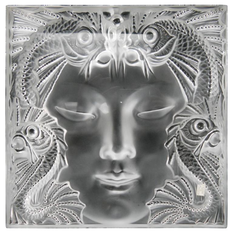 Lalique "Masque de Femme" Decorative Panel Clear Crystal Large Size at ...